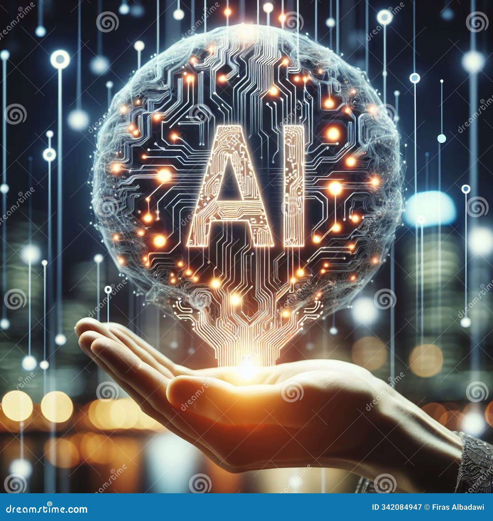 A Hand Holding a Glowing AI Orb, Representing Artificial Intelligence ...