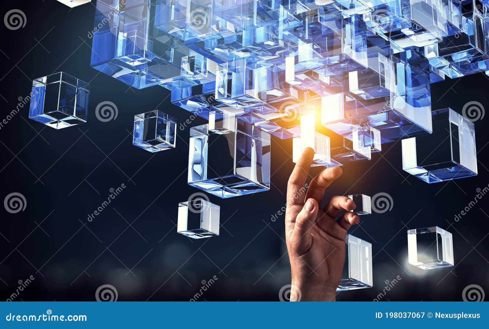 Hand Holding Glowing Cubes. Innovation and Creativity Concept Stock ...