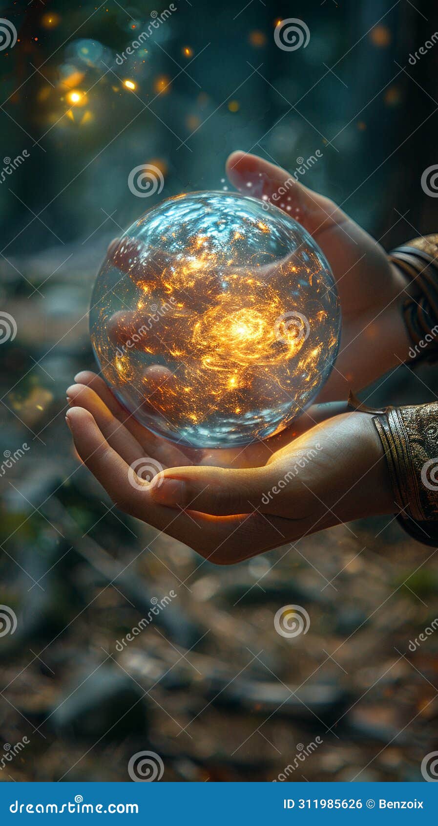 Hand Holding a Glowing Orb Symbolizing Energy Stock Illustration ...