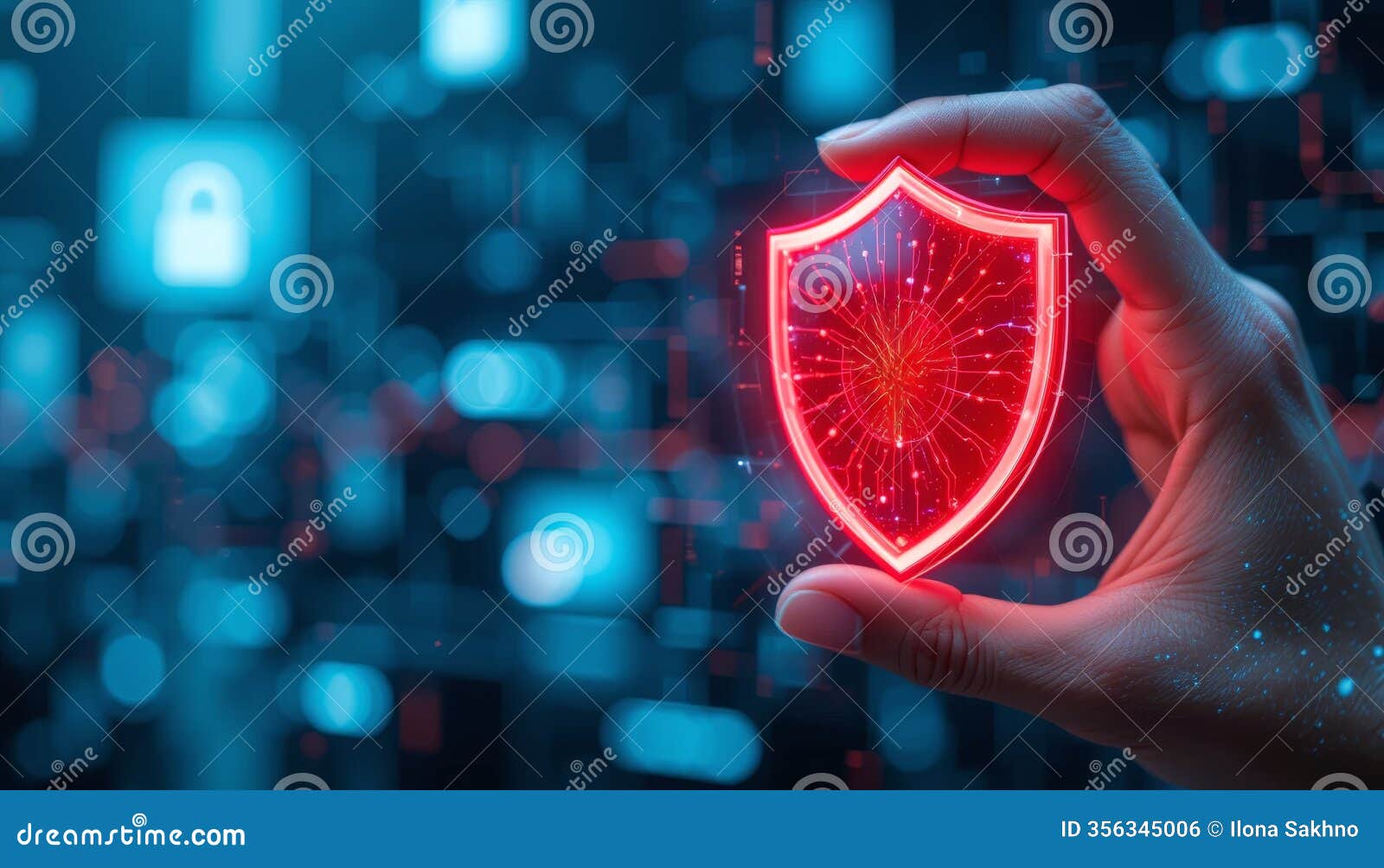 Hand Holding a Glowing Shield Symbolizing Cybersecurity Stock ...