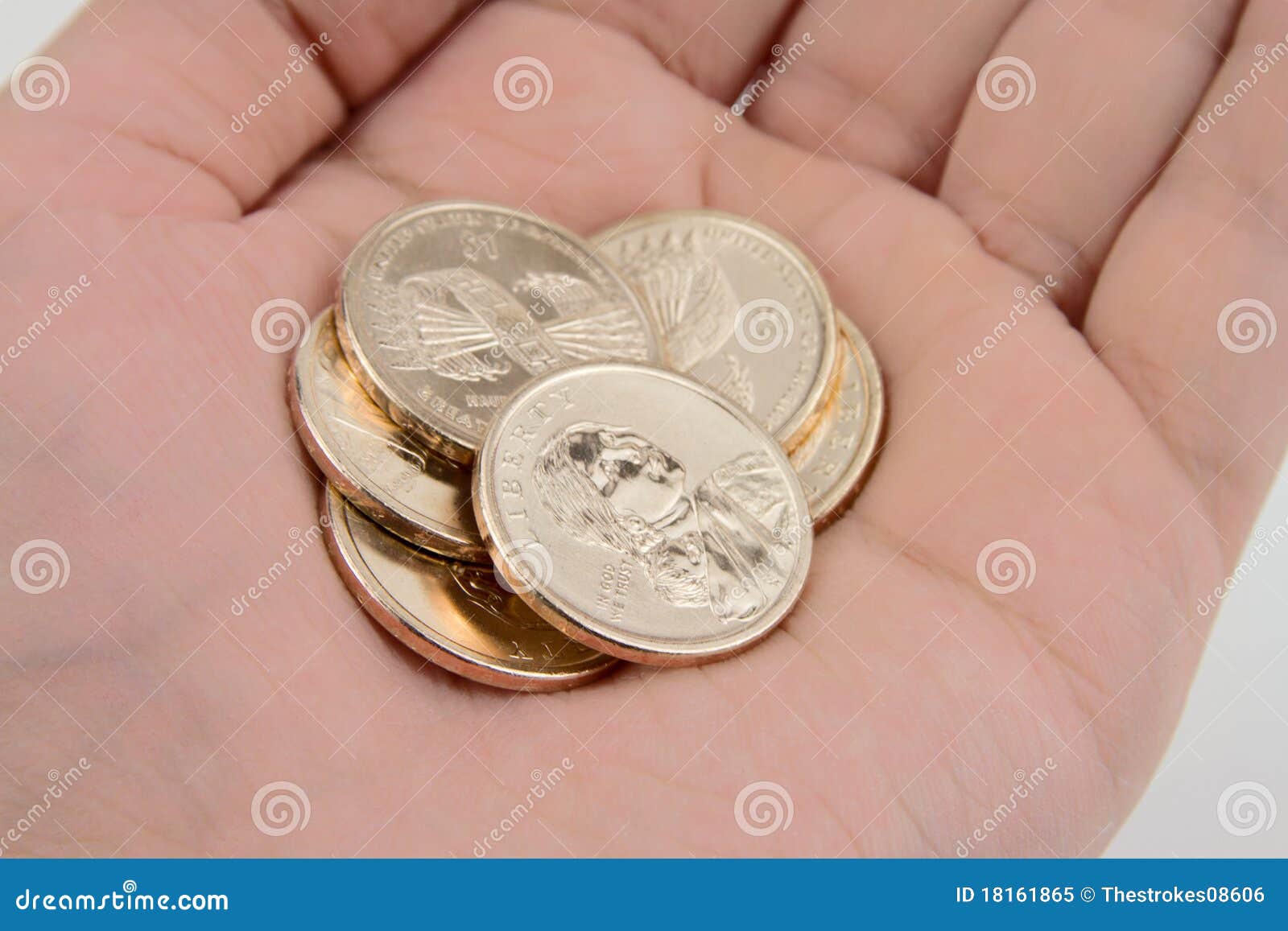 Hand Holding Gold Coins stock image. Image of charity - 18161865
