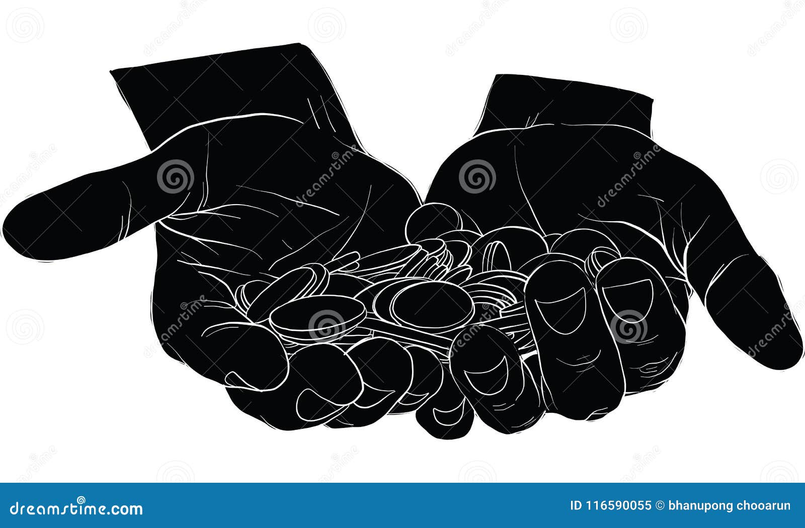 Hand Holding Gold Coins Vector Stock Vector - Illustration of vector ...