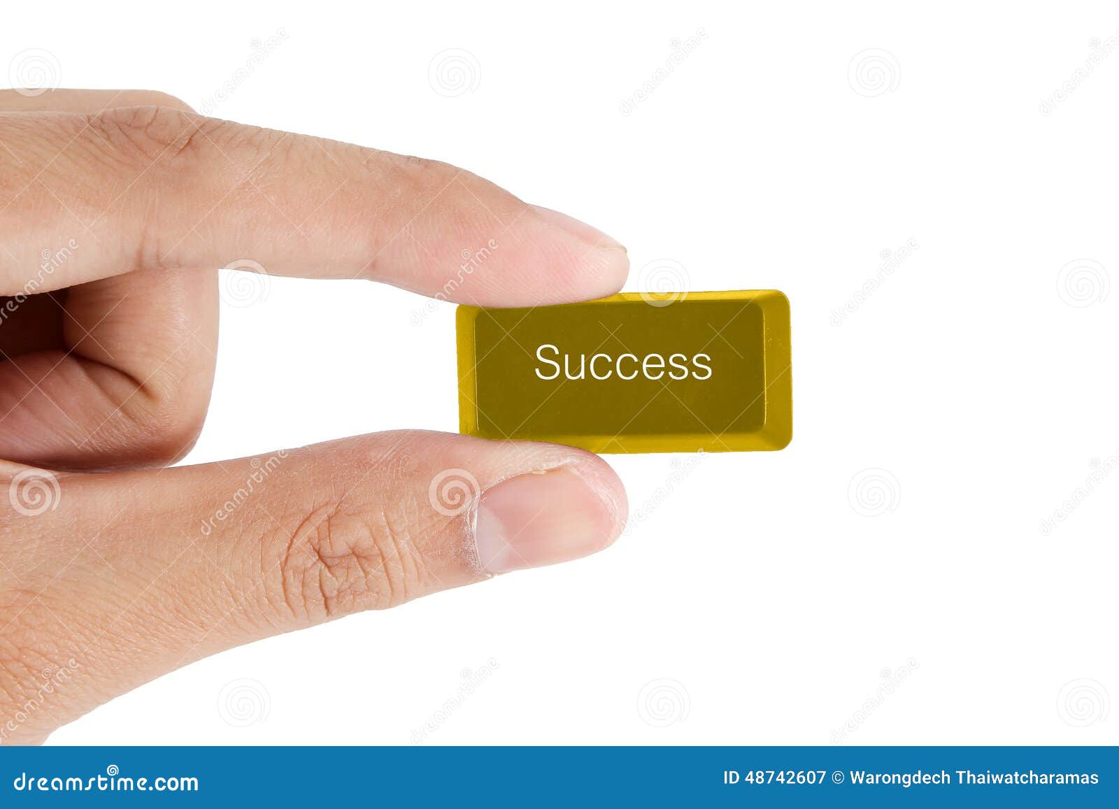 Hand Holding Golden Success Computer Key Stock Image - Image of enter ...