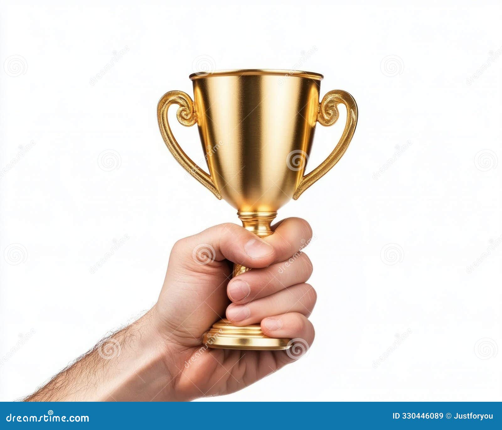 Hand Holding Golden Trophy stock illustration. Illustration of ...