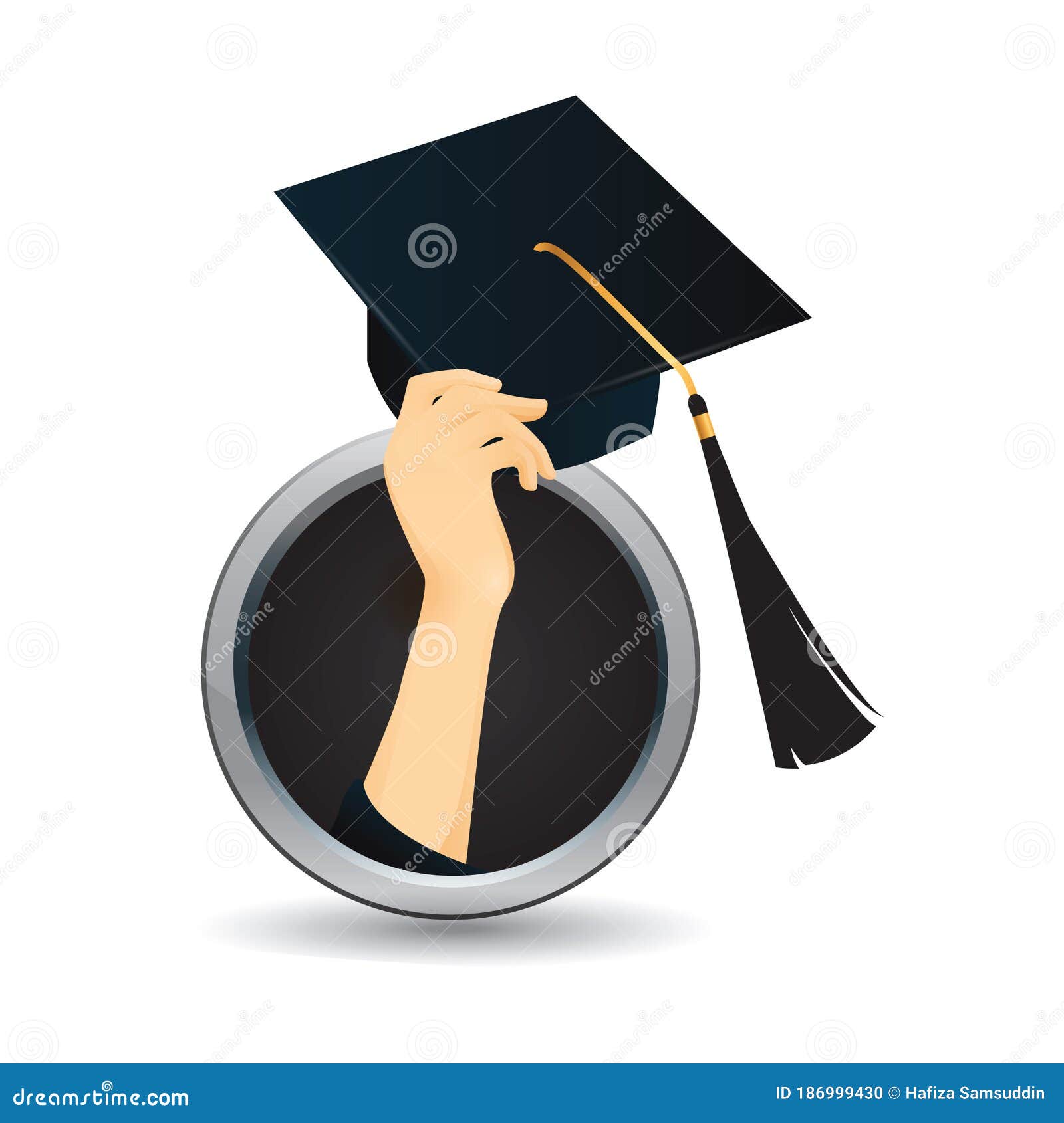 Hand Holding Graduation Cap. Vector Illustration Decorative Design ...