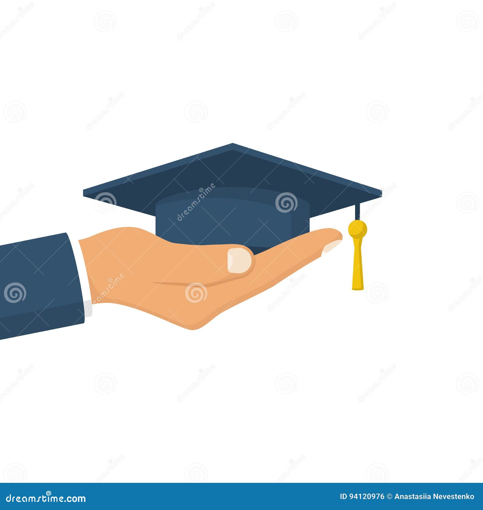 Hand Holding Graduation Cap Stock Vector Illustration Of Degree Hand 94120976