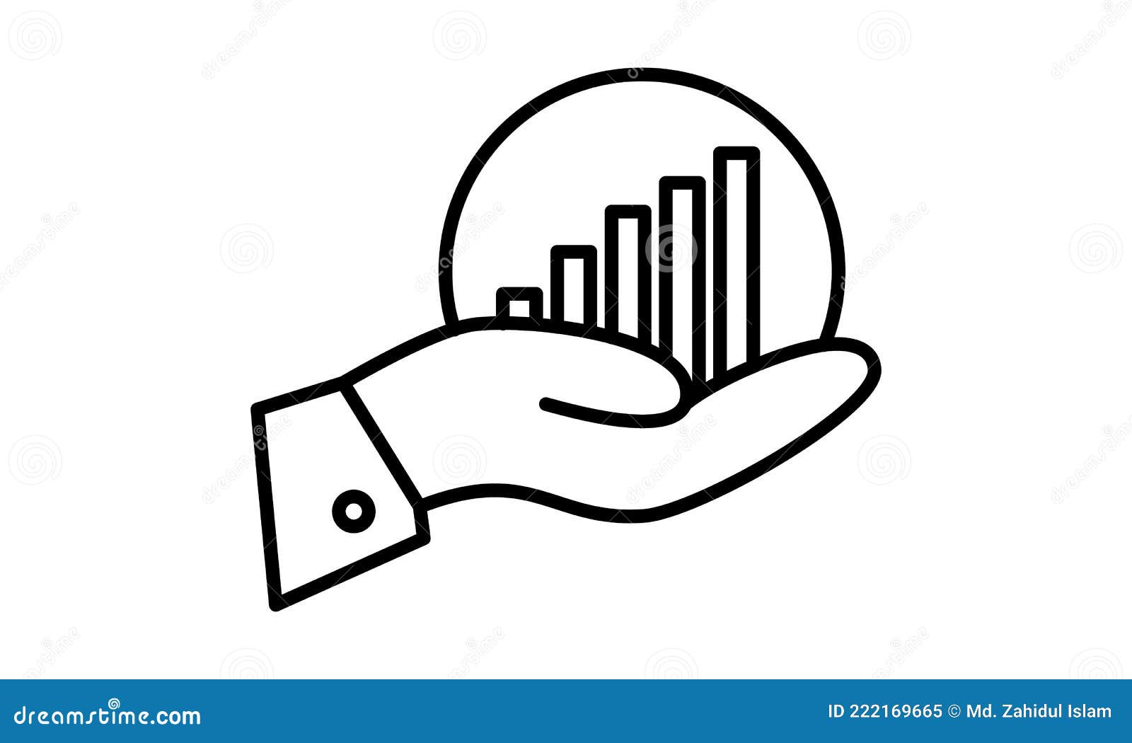 Hand Holding Graph Line Icon. Growth Chart in Palm Vector Illustration ... Hand Holding Graph Line Icon. Growth Chart in Palm Vector Illustration ...