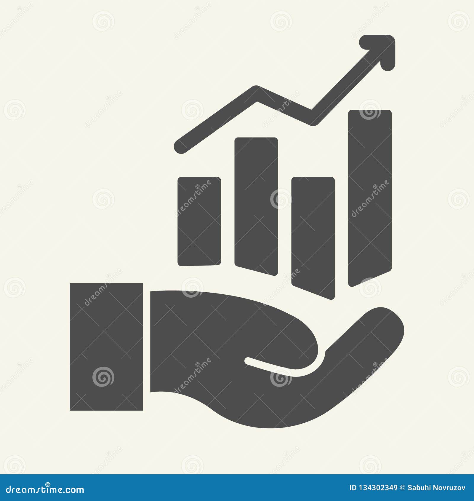 Hand Holding Graph Solid Icon. Growth Chart in Palm Vector Illustration ...