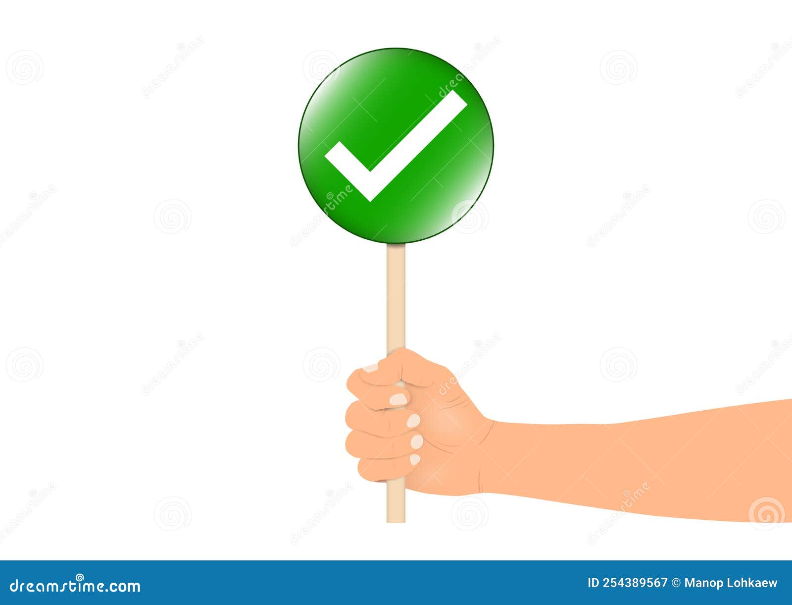 Hand Holding Green Check Sign Vector Illustration Stock Vector ...