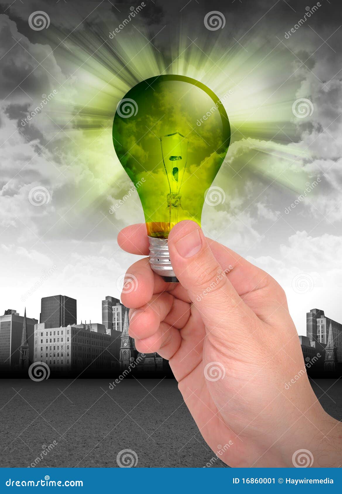 Hand Holding Green Energy Light Bulb Stock Image - Image of background ...