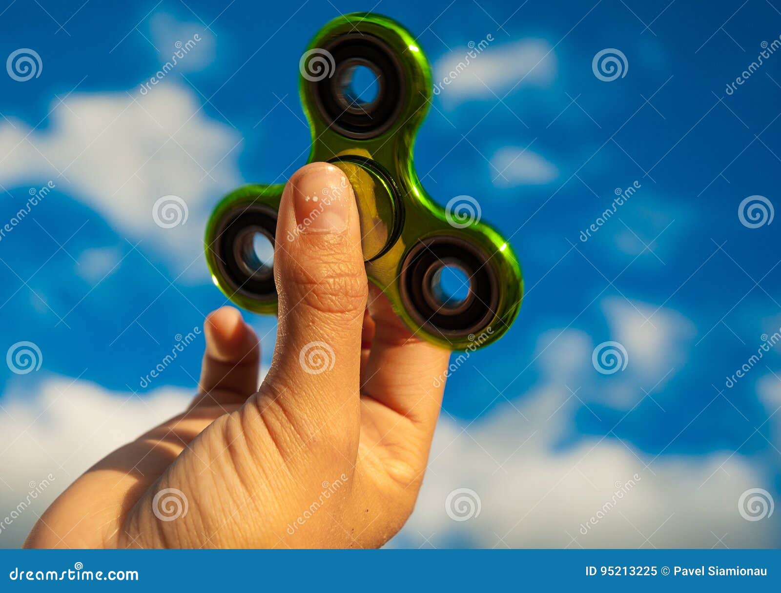 Hand Holding Green Fidget Spinner Toy Stock Image - Image of gadget ...