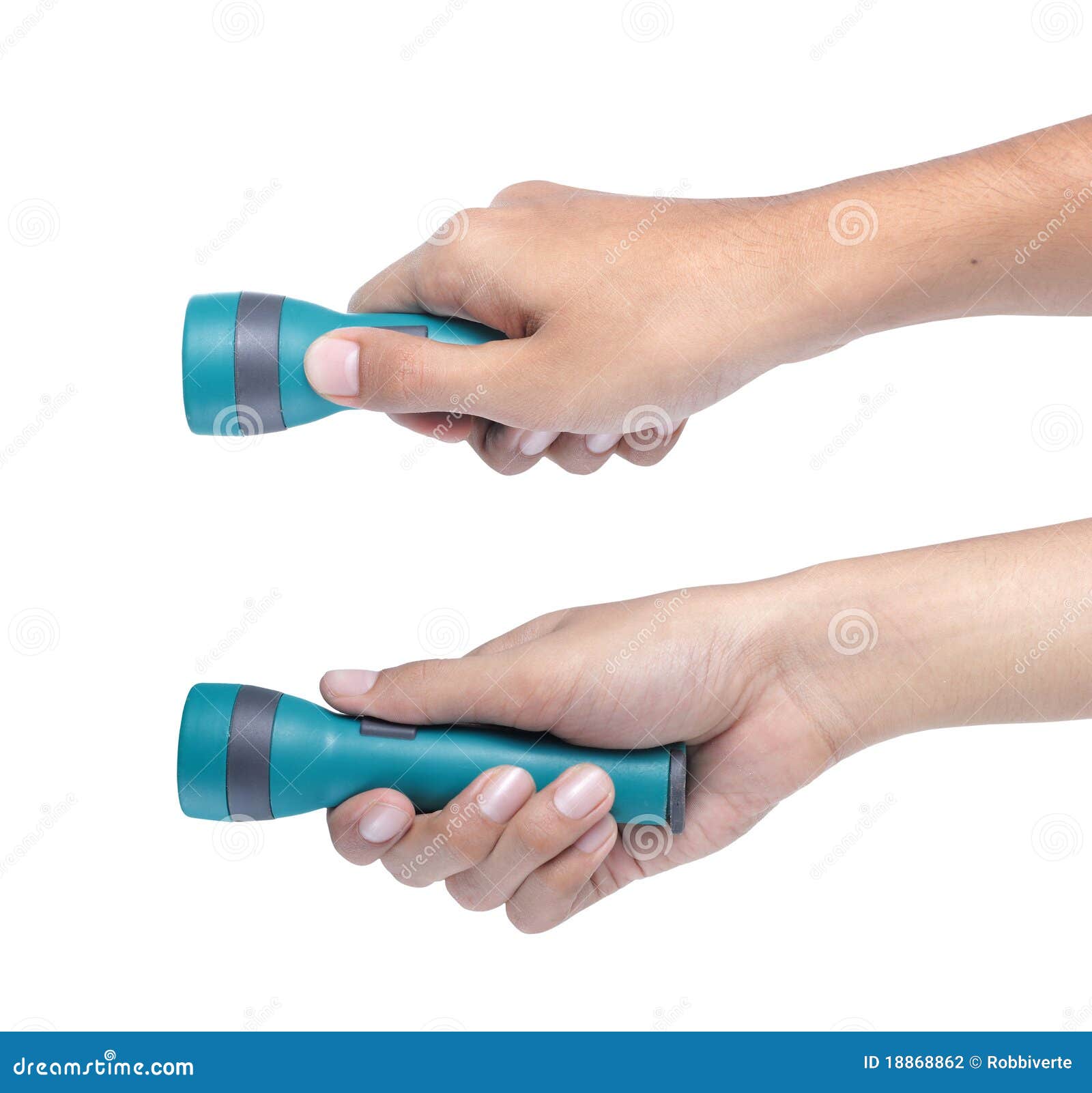 Hand Holding Green Flash Light Stock Photo - Image of flashlight ...