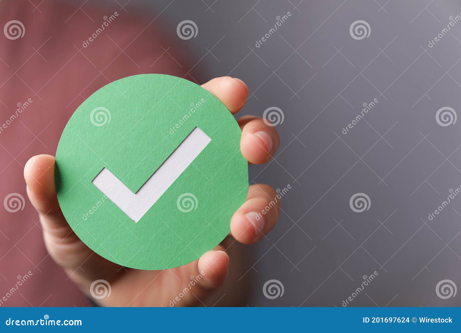 Hand Holding a Green Paper with the Checkmark Sign on it Stock Photo ...