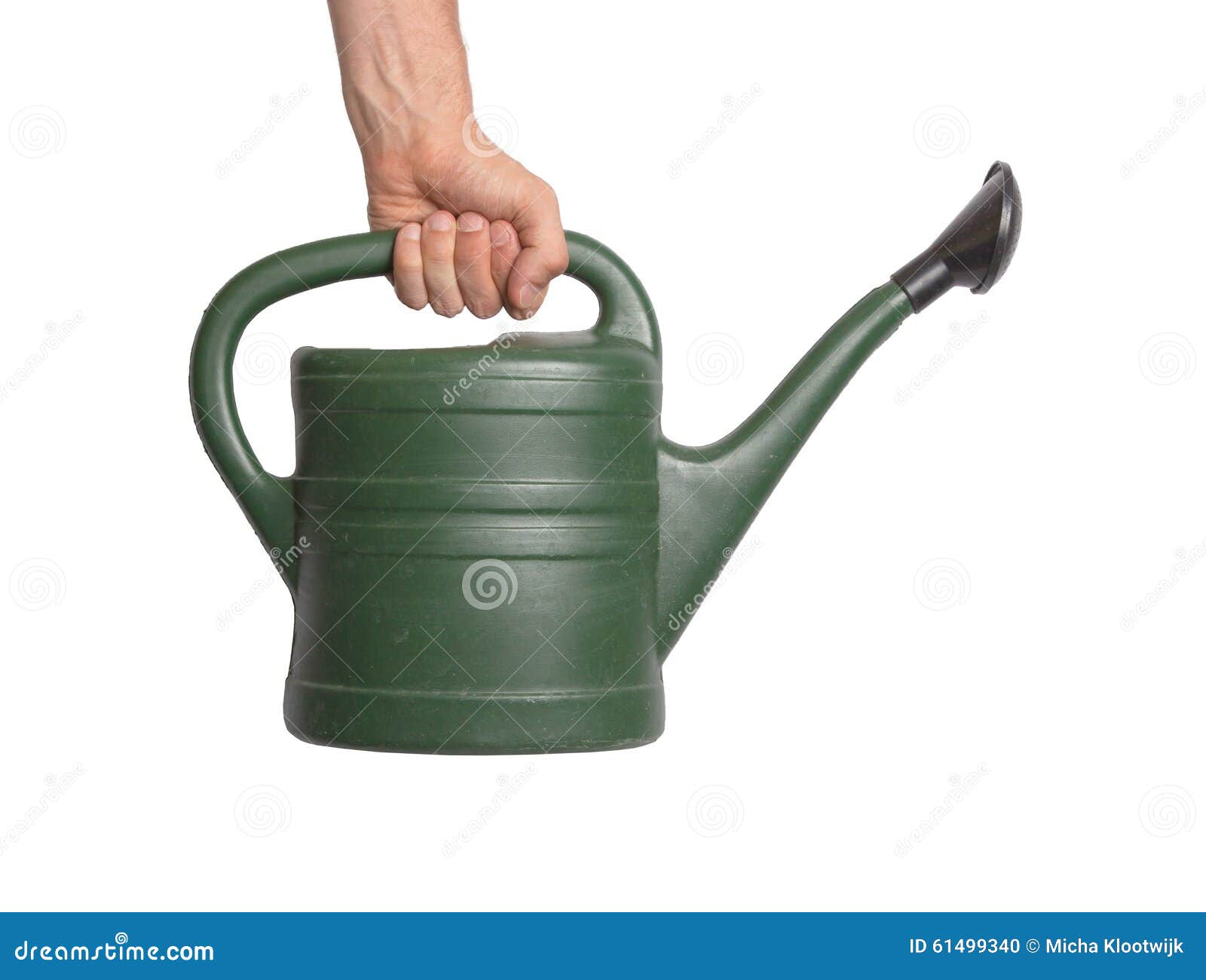 Hand Holding Green Watering Can Stock Photo - Image of water, white ...