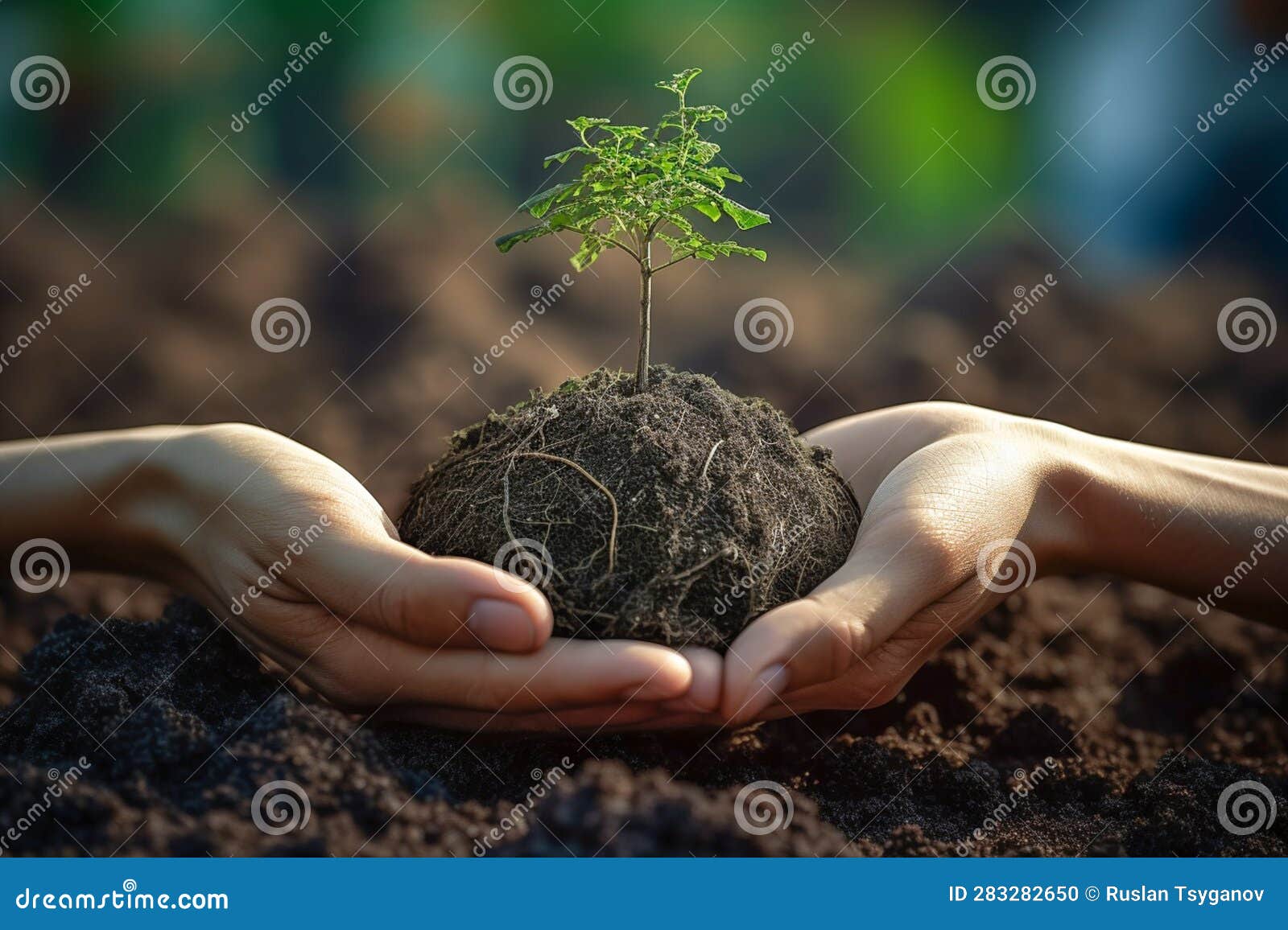 Hand Holding Ground with Sprout, Concept of Saving the Earth. Forest ...