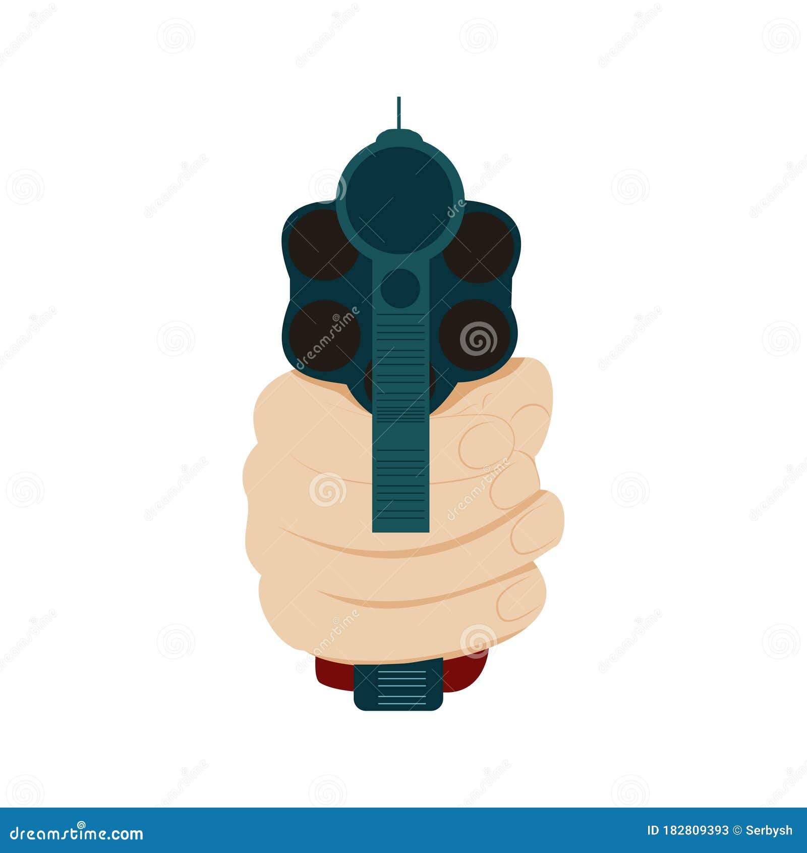 Hand Holding Gun in Front View, Vector Illustration Stock Illustration ...