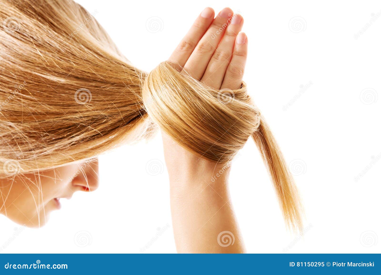 Hand Holding Hair. Isolated on White. Stock Image - Image of lifestyle ...