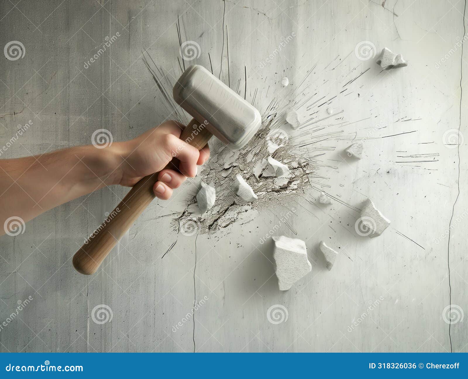 Impact of Hammer Breaking Wall Stock Photo - Image of creative, crushed ...