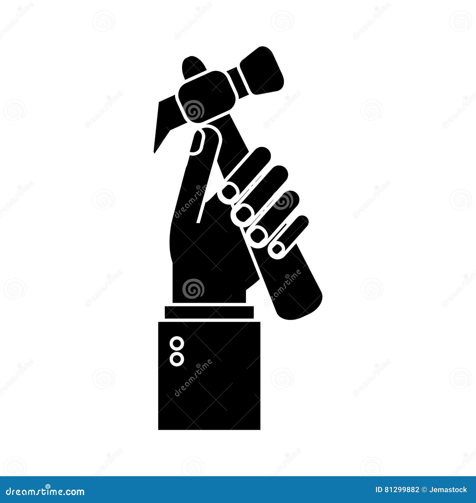 Hand Holding Hammer Tool Construction Pictogram Stock Vector ...