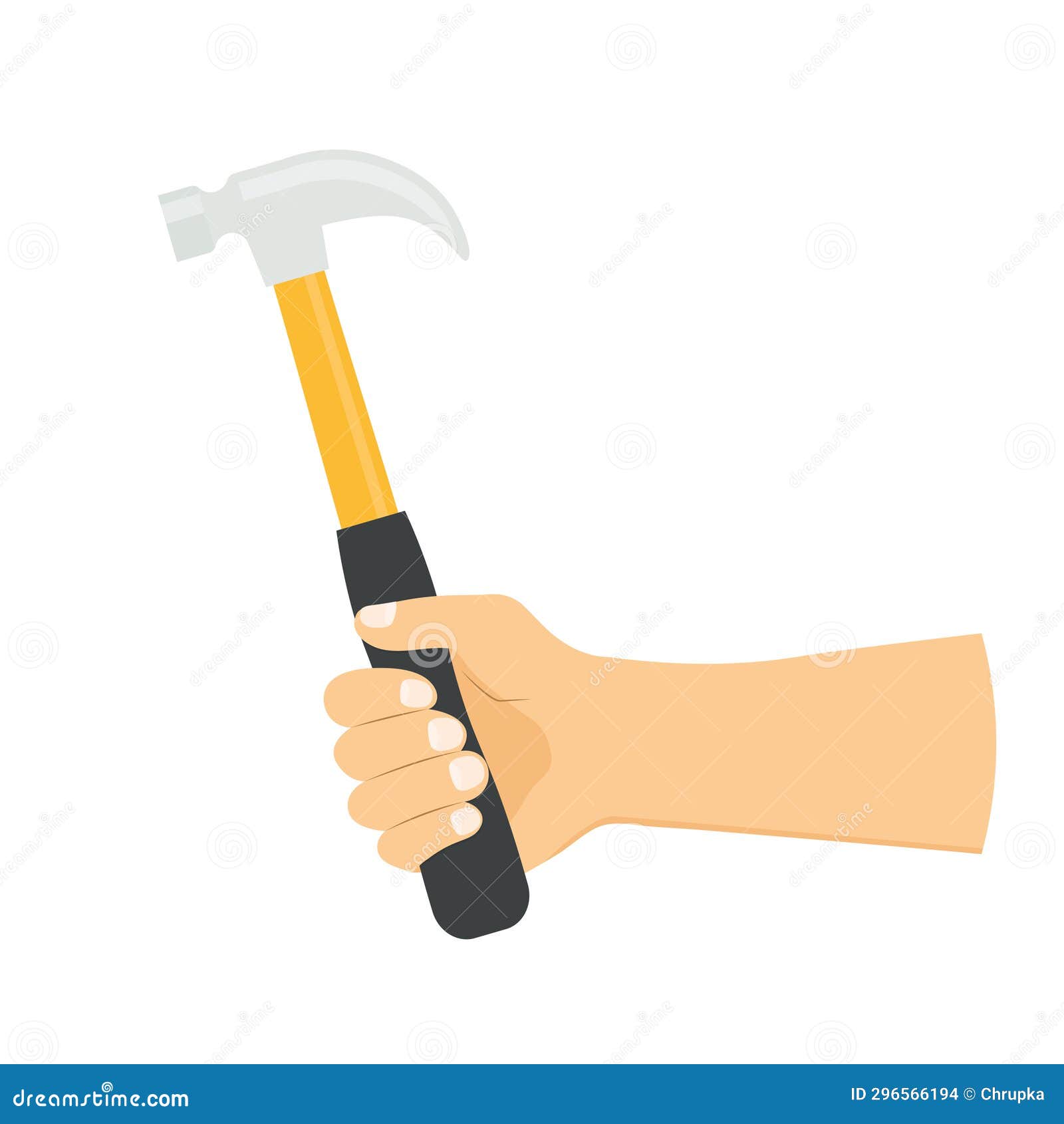 Hand holding hammer stock vector. Illustration of craftsman - 296566194