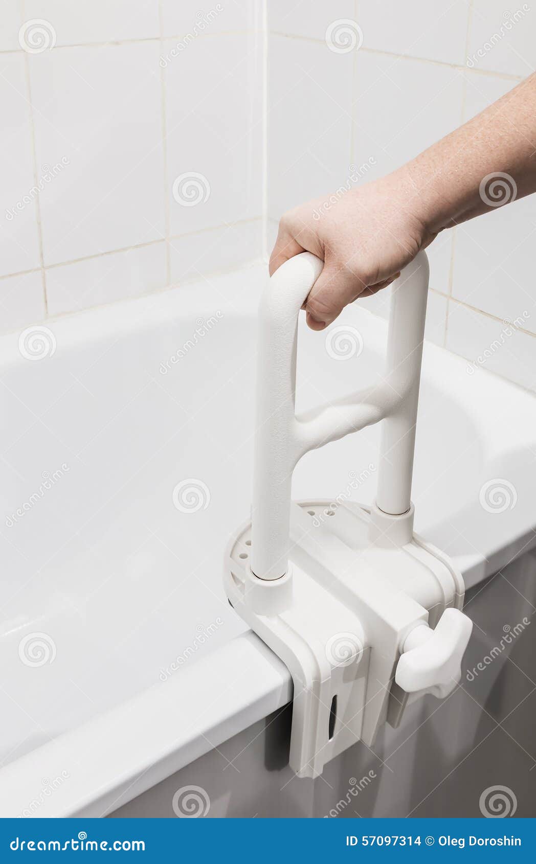 Hand Holding the Handrail in the Bathroom Stock Photo - Image of ...
