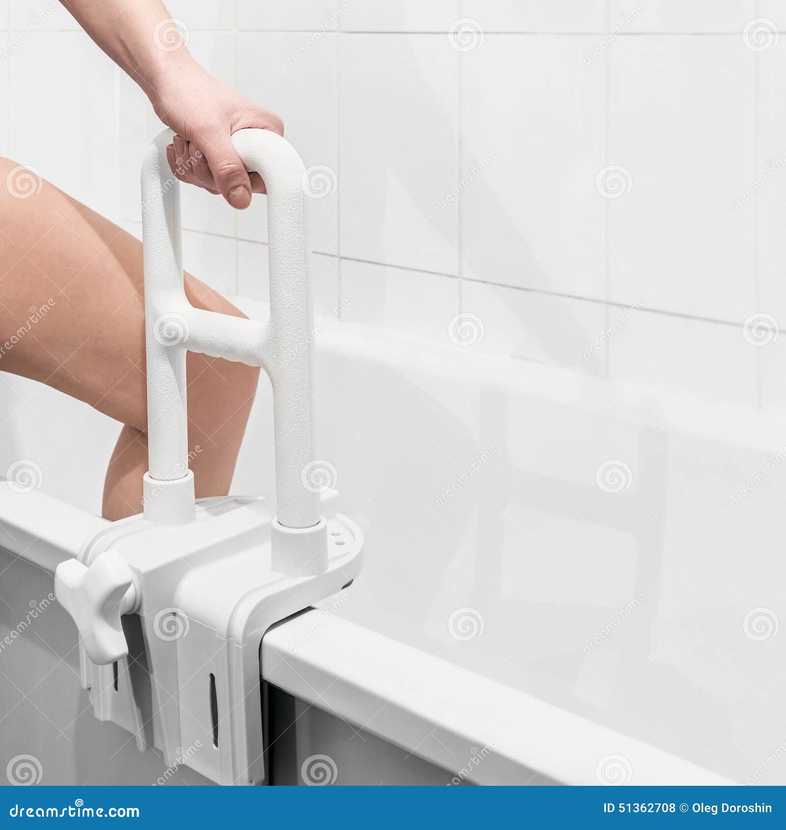 Hand Holding the Handrail in the Bathroom Stock Photo - Image of ...