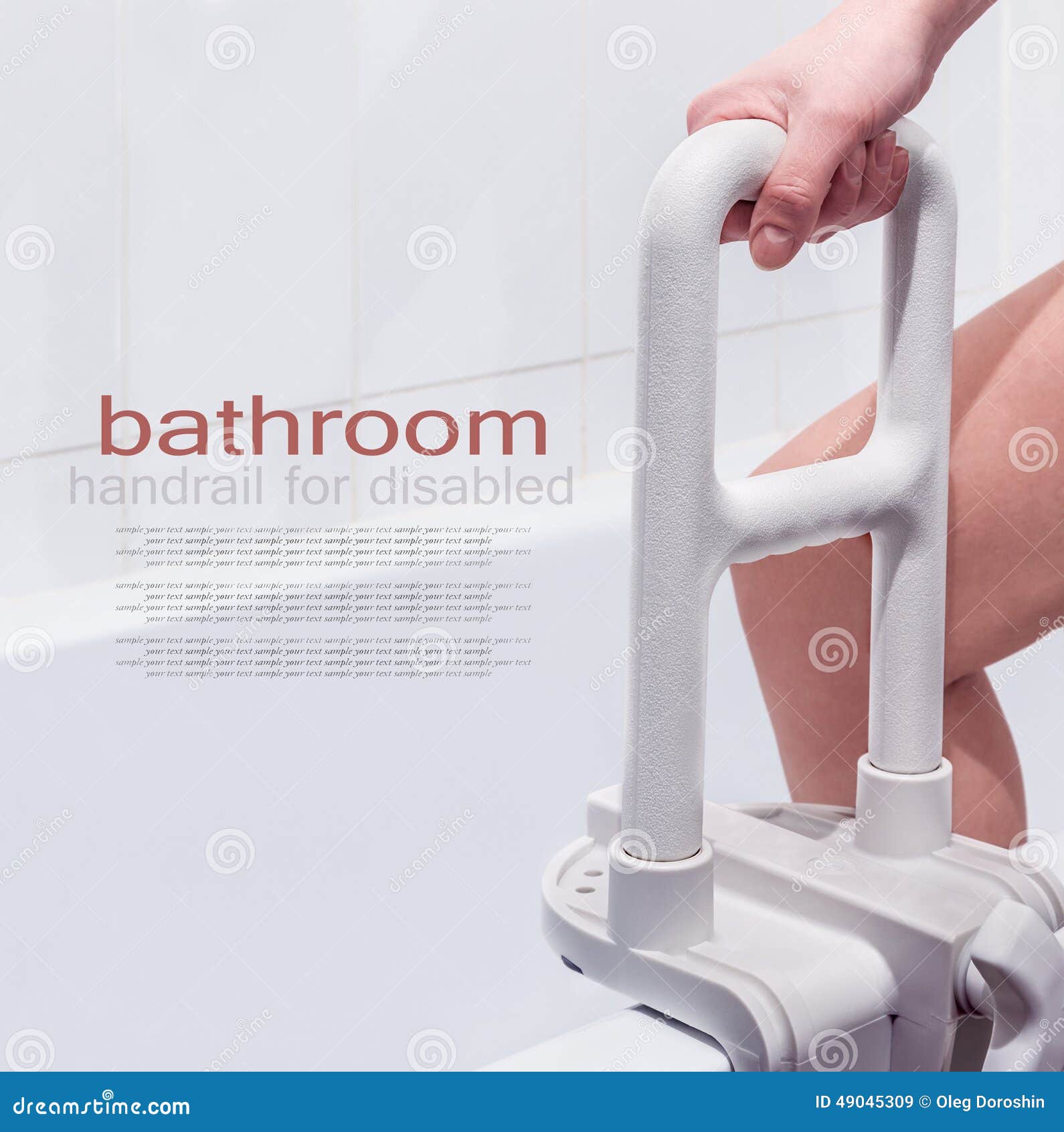 Hand Holding the Handrail in the Bathroom Stock Image - Image of ...