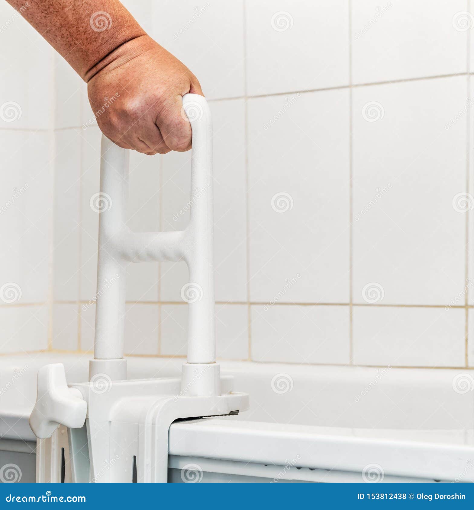 Hand Holding Handrail for the Disabled and the Elder in the Bathroom ...