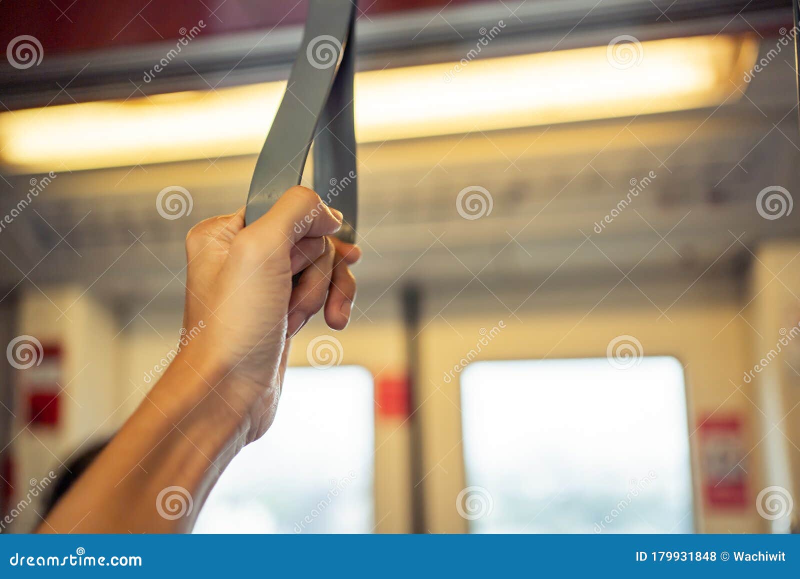 Hand Holding Handrail in the Train Stock Photo - Image of handle ...
