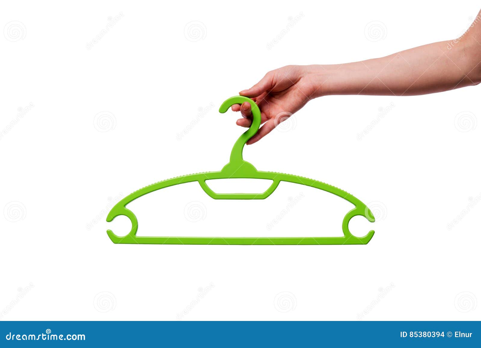 The Hand Holding Hanger Isolated on White Stock Photo - Image of ...
