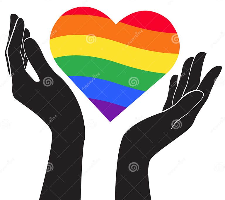 Hand Holding Heart Rainbow Flag Lgbt Symbol Vector Stock Vector