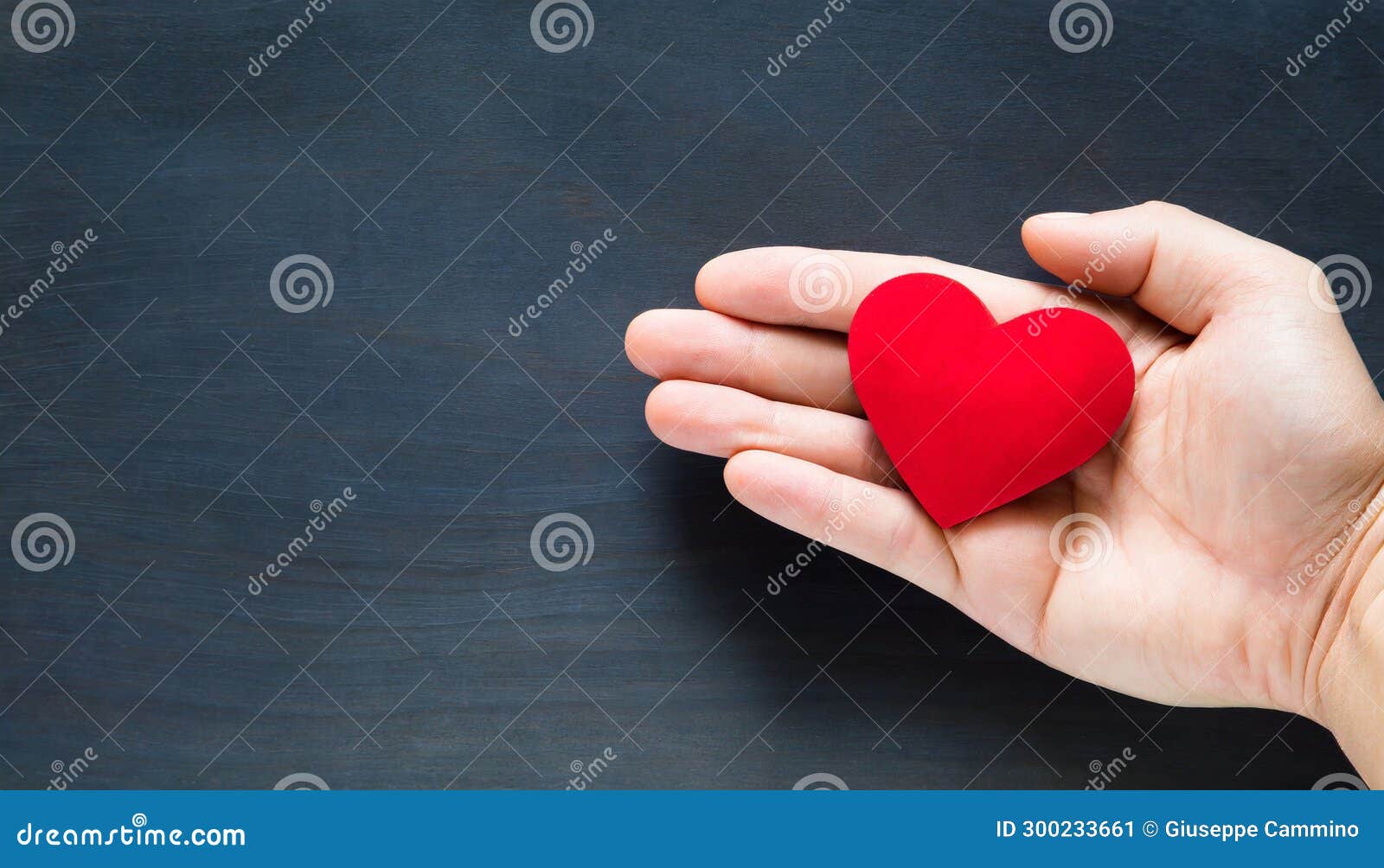 Hand Holding a Heart Symbol, Copy Space on a Side Stock Illustration ...