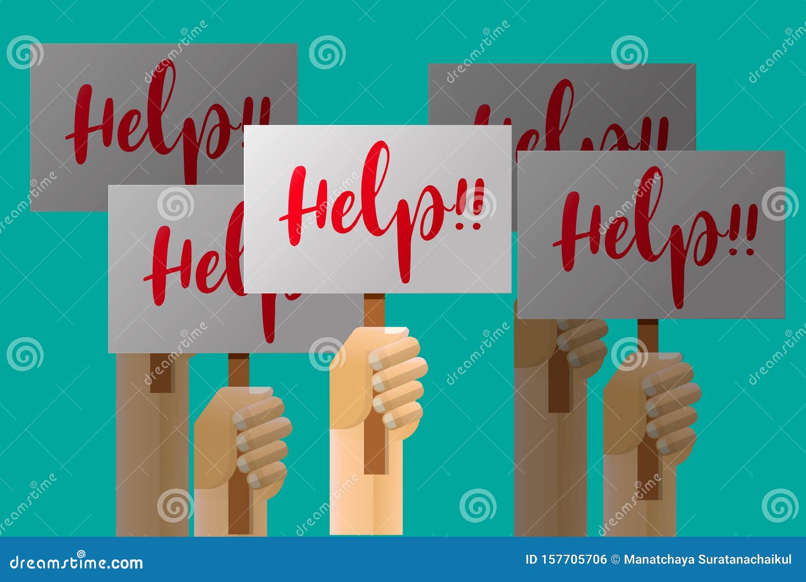 Hand Holding Help Sign Board. Stock Illustration - Illustration of ...