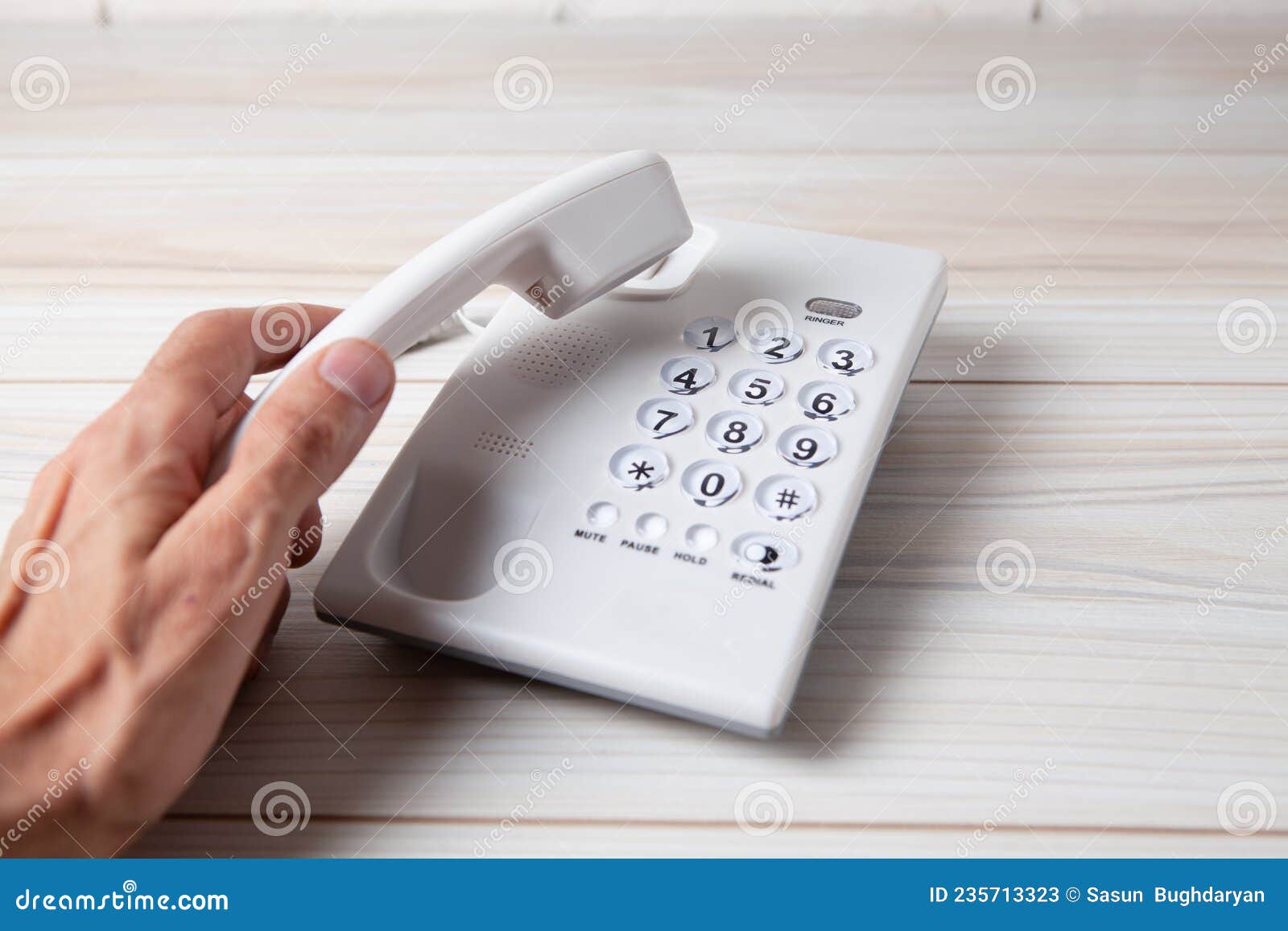 Hand Holding a Home Phone Receiver Stock Image - Image of connect ...