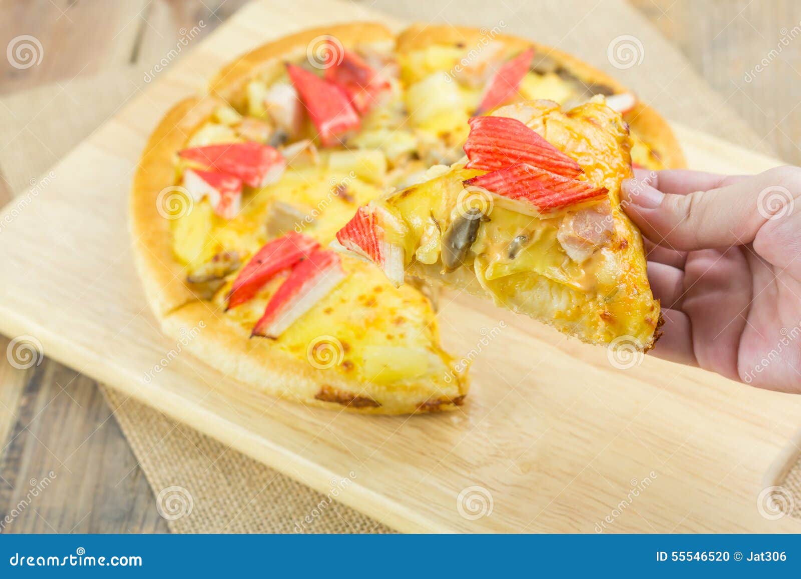 Hand Holding Homemade Pizza Stock Photo - Image of dough, portion: 55546520