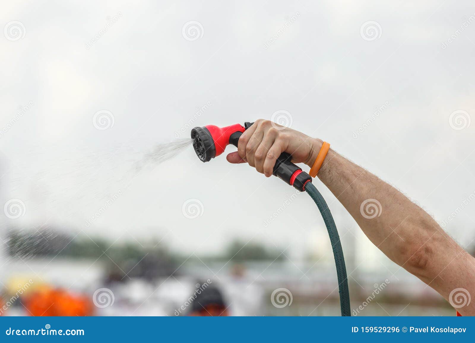 Hand Holding a Hose with a Shower Stock Photo - Image of splash, care ...