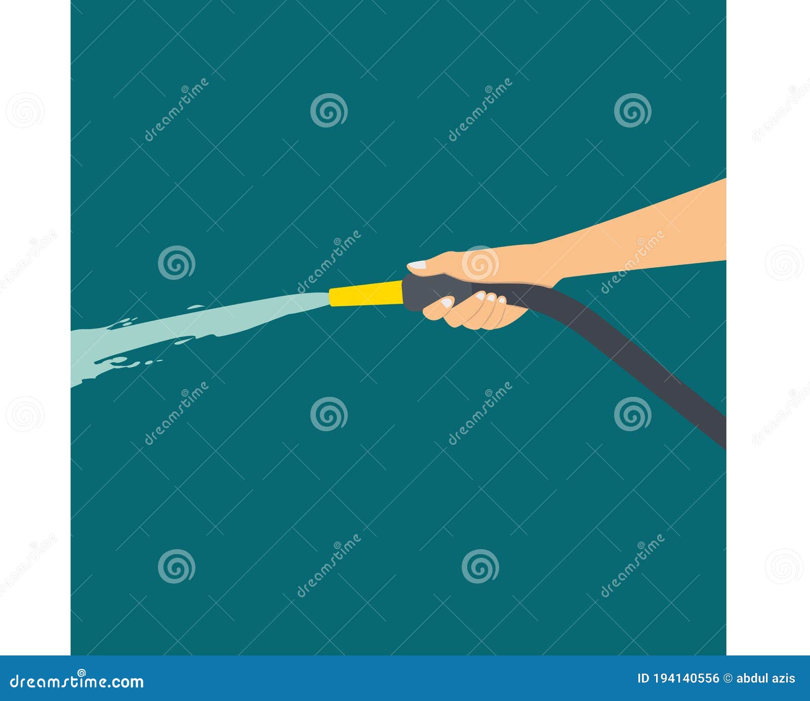 Hand Holding the Hose is Spraying Water Stock Vector - Illustration of ...