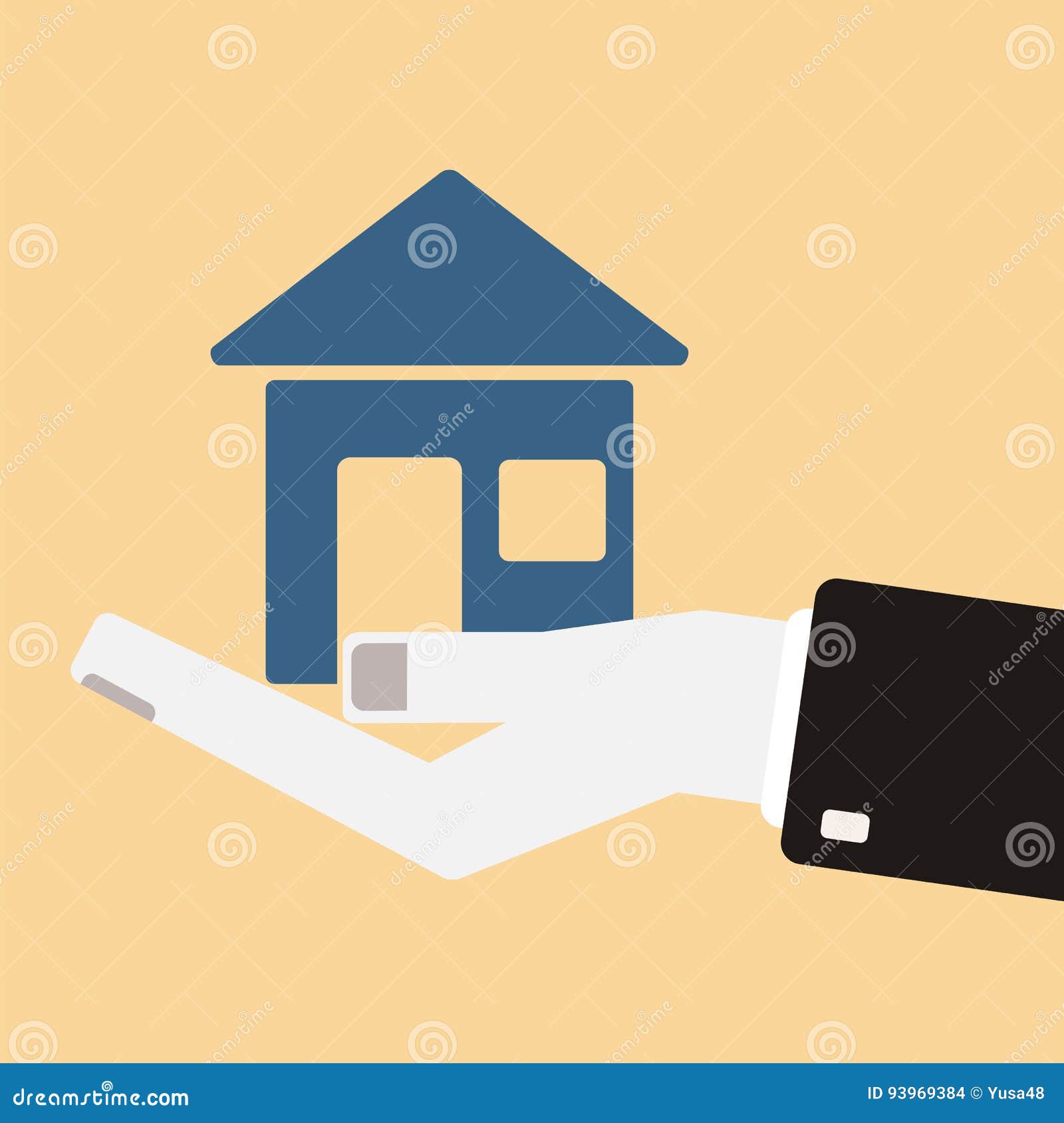 Hand Holding a House Icon. Real Estate Concept in Flat Style Stock ...