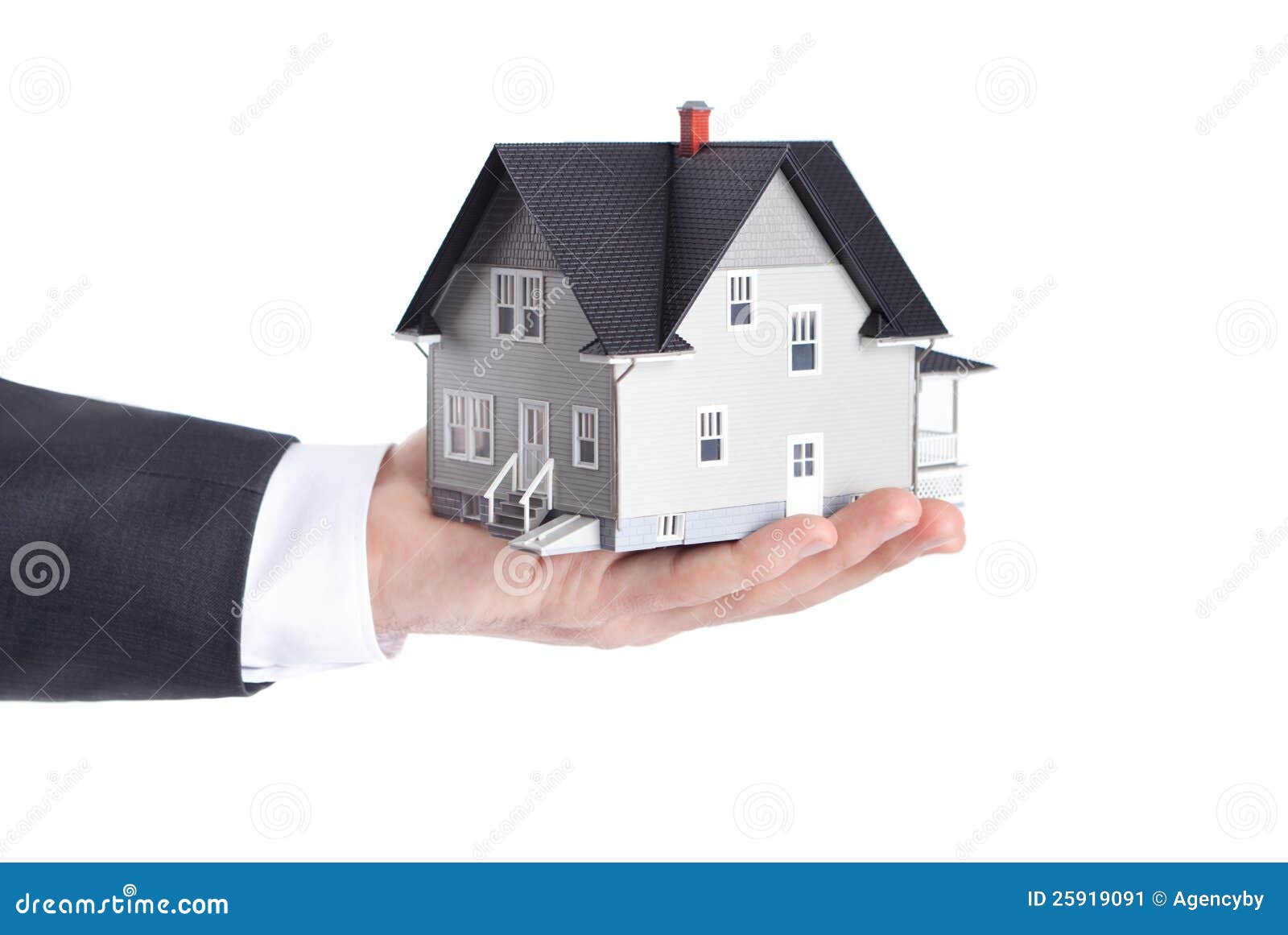 Hand Holding House Model, Isolated Stock Image - Image of rent ...