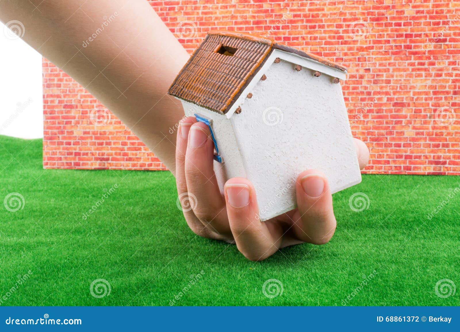 Hand holding House stock photo. Image of preserve, estate - 68861372