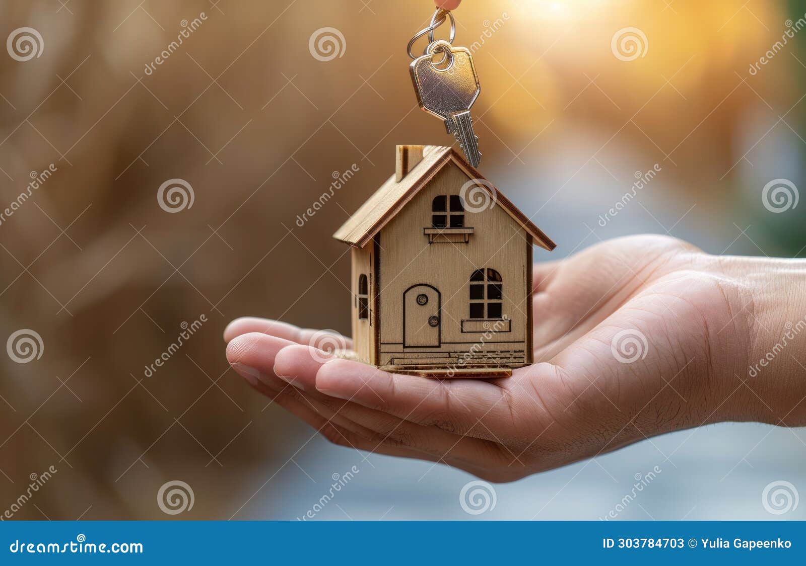 A Hand Holding a House and a Real Estate Key Stock Image - Image of ...