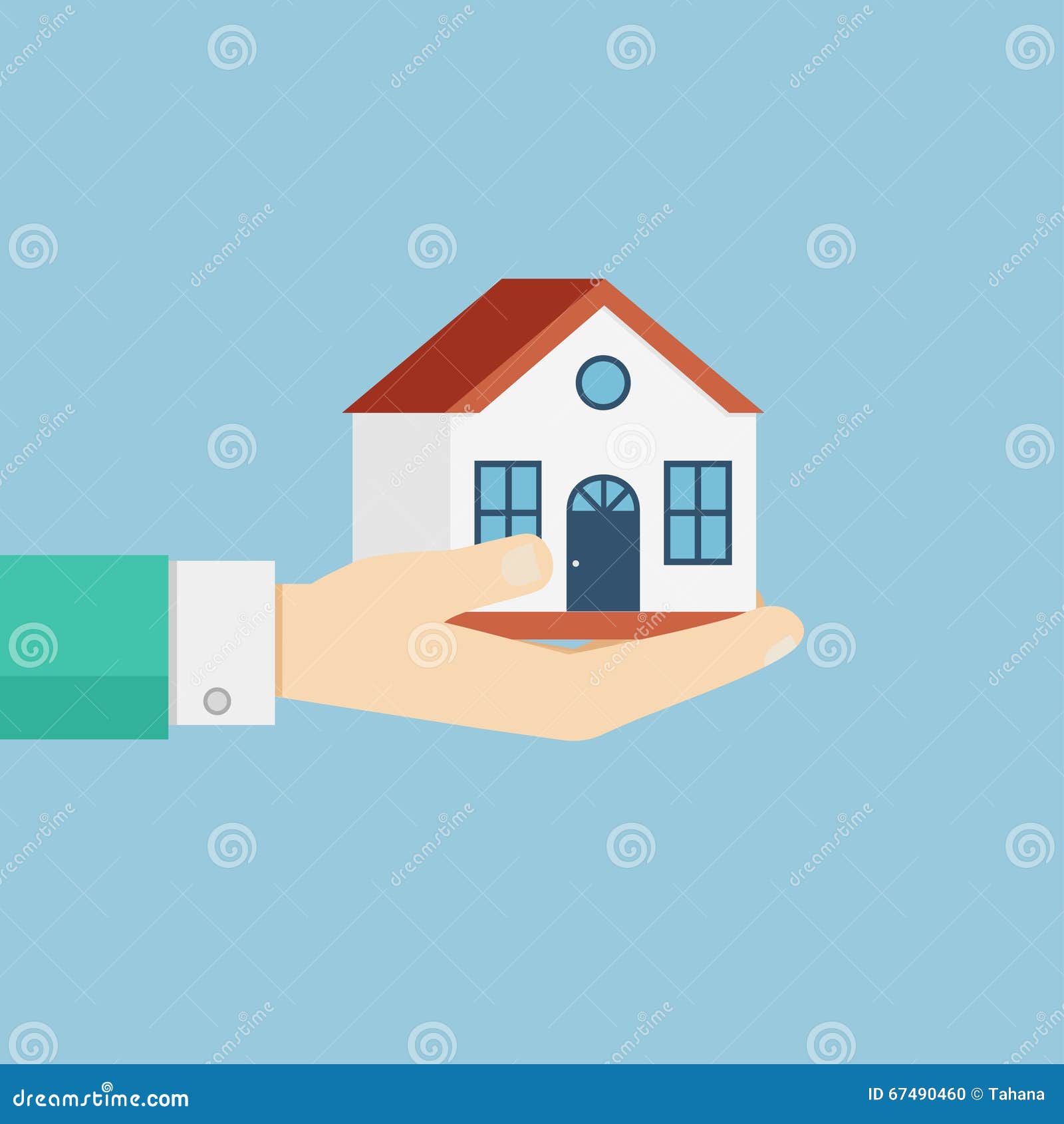 Hand holding house stock vector. Illustration of investment - 67490460