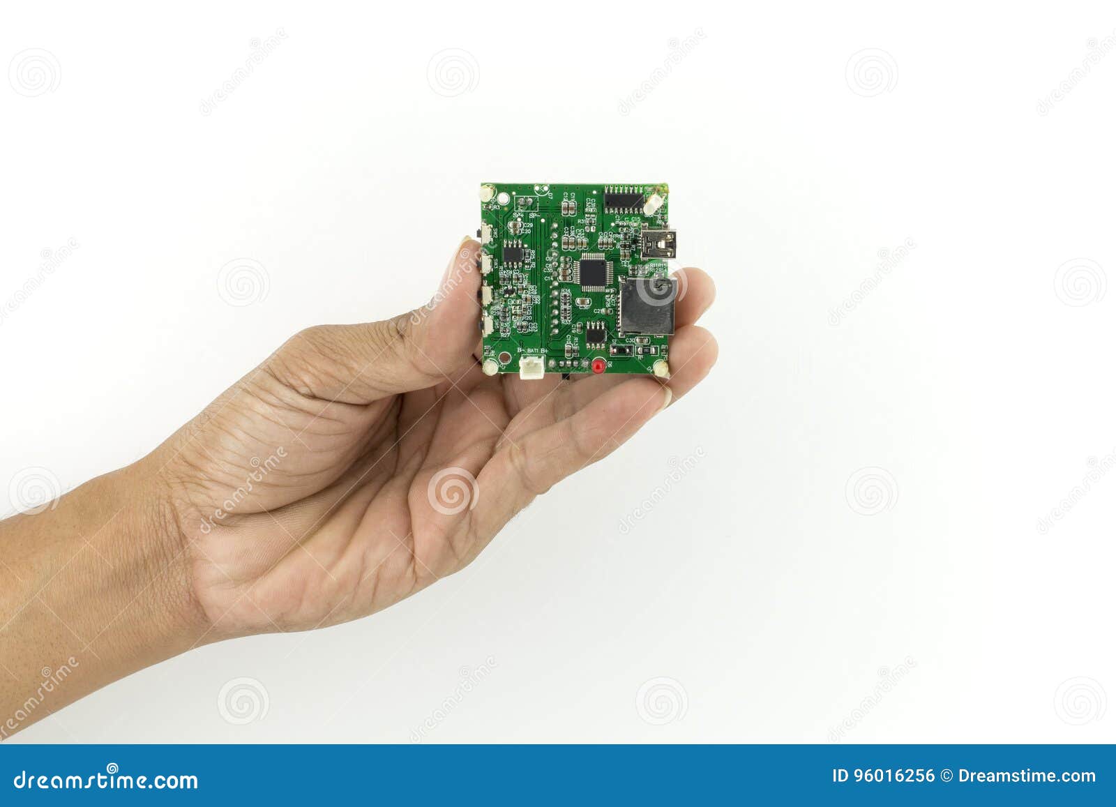 Hand holding IC chip. stock photo. Image of modern, board - 96016256