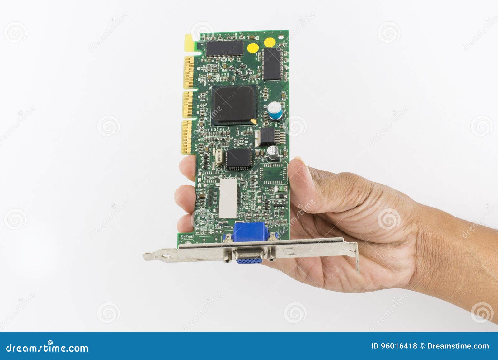 Hand holding IC chip. stock photo. Image of printed, engineering - 96016418