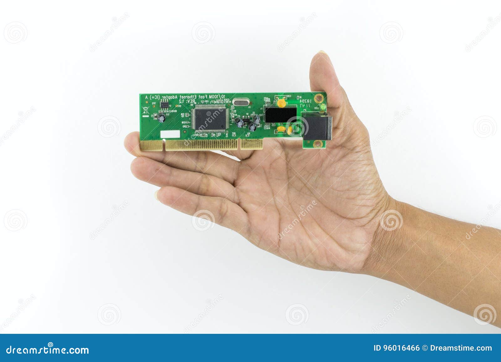 Hand holding IC chip. stock photo. Image of board, technology - 96016466