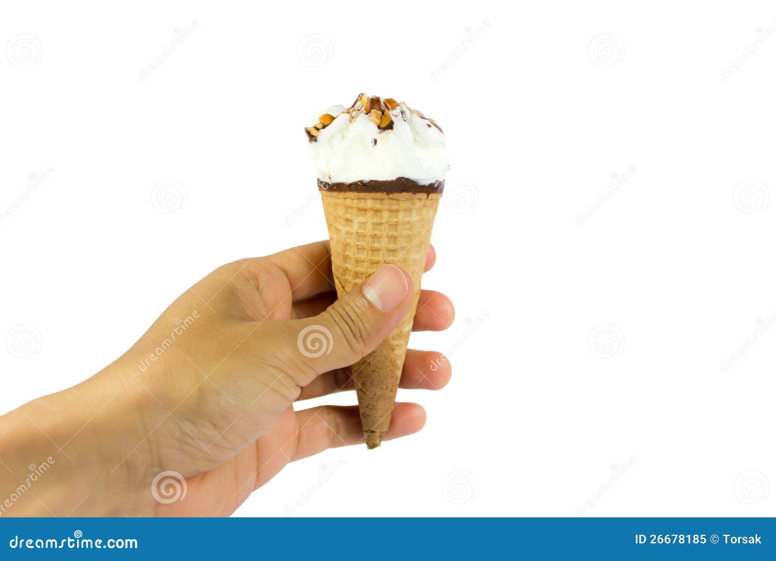 Hand Holding Ice Cream Cone Stock Image - Image of scoop, healthiness ...