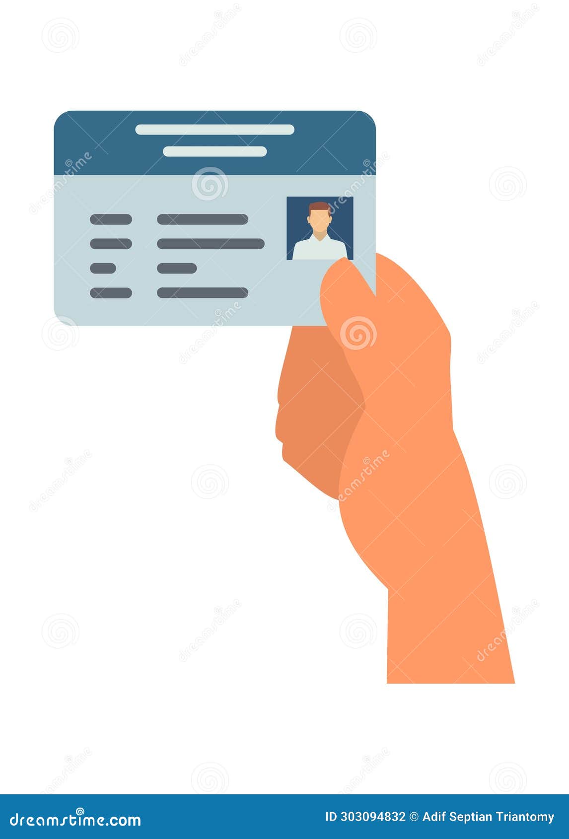 Hand Holding ID Card. Simple Flat Illustration. Stock Vector ...