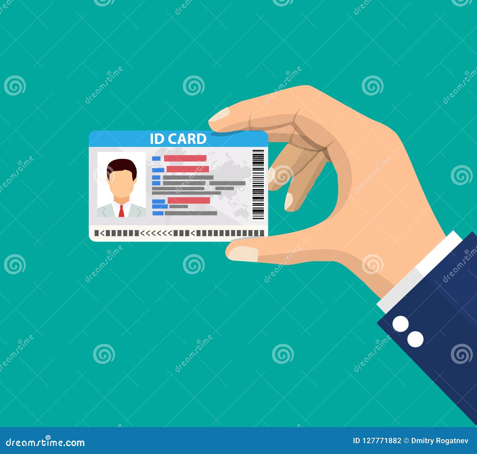 Hand holding the id card. stock vector. Illustration of person - 127771882