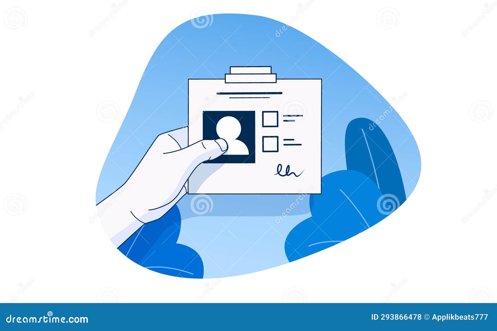 Hand Holding Id Document or Badge. Identification Concept Stock Vector ...