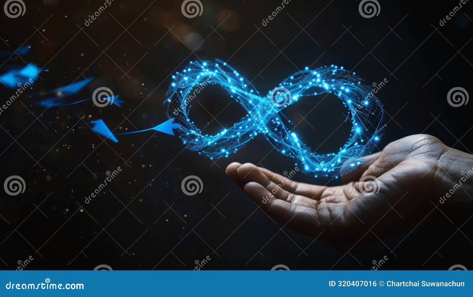 Hand Holding Infinity Symbol with Data Curves, Concept of Limitless ...